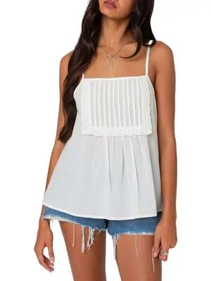 EDIKTED EDIKTED Eyelet Trim Pintuck Bib Camisole