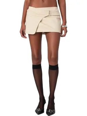 EDIKTED Belted Wrap Miniskirt - Beige