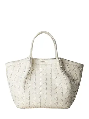 SERAPIAN Mini Secret Mosaic Leather Top-handle Bag - Off White