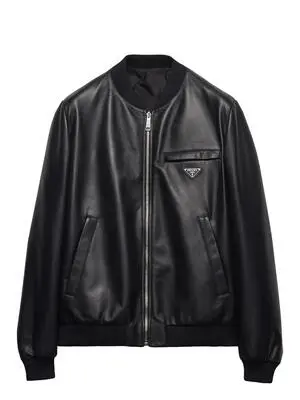 Prada Reversible Nappa Leather Bomber Jacket - Black