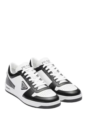 Prada Downtown Leather Sneakers - White/black
