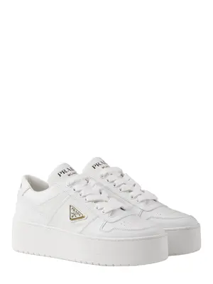 Prada Downtown Leather Sneakers - White