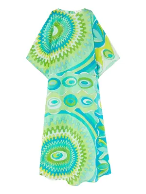 Emilio Pucci Bersaglio-print Cotton Kaftan - Blue