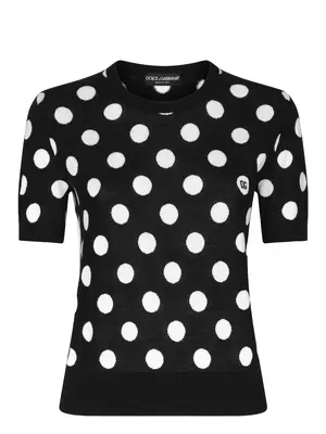 Dolce & Gabbana Polka Dot Intarsia-knit Top - Black