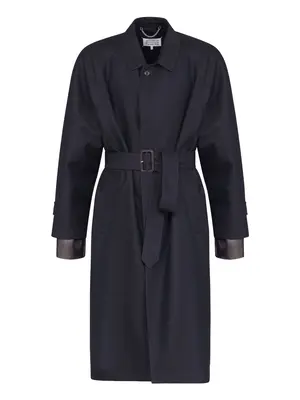 MAISON MARGIELA Iridescent Belted Trench Coat - Black