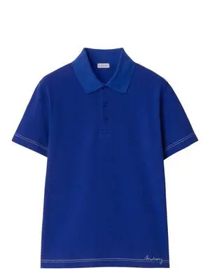 Burberry Logo-embroidered Polo Shirt - Blue