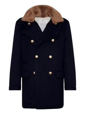 Brunello Cucinelli Double-breasted Cashmere Coat - Blue