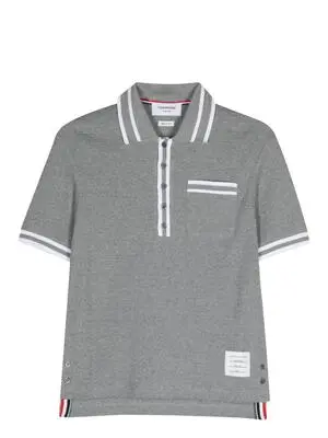 Thom Browne Pointelle Cotton Polo Shirt - Grey