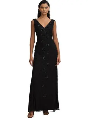 RAISHMA Embellished Mesh Maxi Dress - Black
