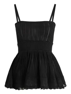 Alaïa Crinoline Ribbed-knit Top - Black