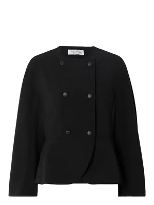 Max Mara Fronda Double-breasted Stretch-crepe Peplum Jacket - Black