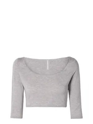 Norma Kamali Cropped Stretch-jersey Top - Gray