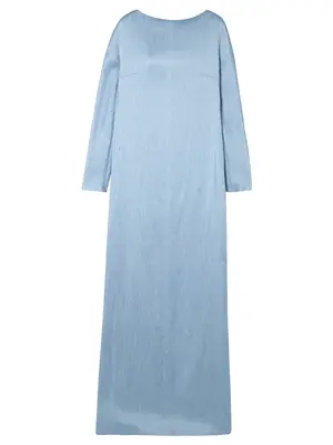 EMILIA WICKSTEAD Uriela Plissé-satin Maxi Dress - Blue