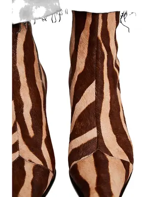 Jeffrey Campbell Sweet Talker Snip-Toe Boots Brown Beige Zebra