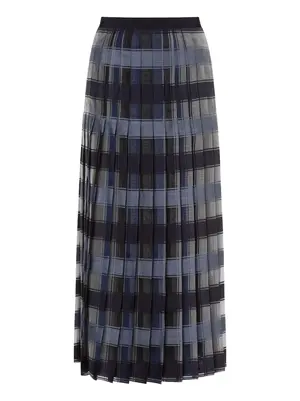 Alberta Ferretti Checked Pleated Skirt - Blue