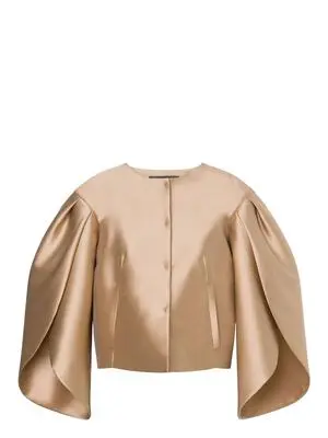 Alberta Ferretti Petal-sleeve Mikado Jacket - Neutrals