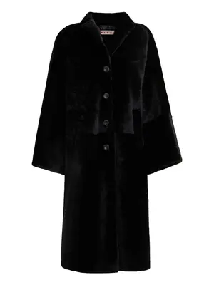 Marni Single-breasted Faux-fur Coat - Black