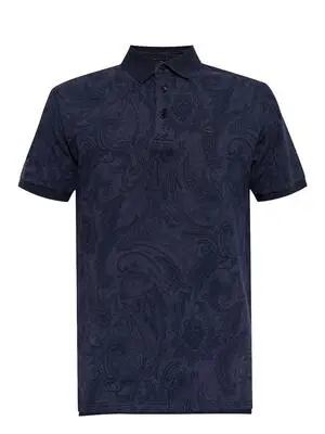 Etro Tonal Paisley Print Polo Shirt - Blue