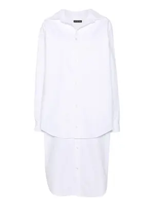 Balenciaga Embroidered-logo Layered Shirt Dress - White