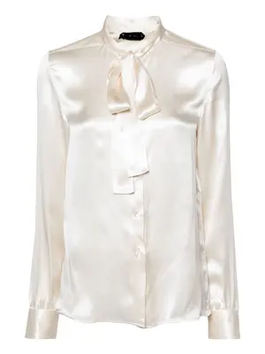 TOM FORD Pussy-bow Silk Shirt - Neutrals