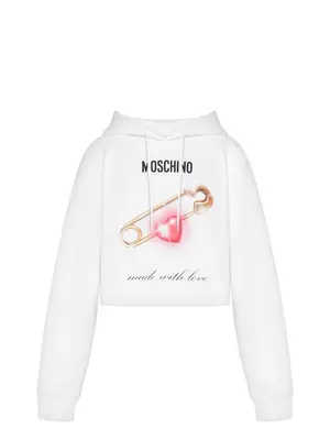 Moschino Heart-print Cotton Hoodie - White