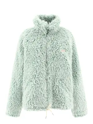 Marni Logo-appliqué Faux-fur Jacket - Blue