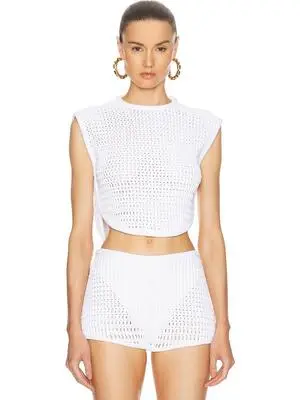 Alaïa Crew Neck Top - Blanc