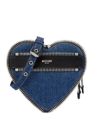 Moschino Heart-shaped Denim Crossbody Bag - Blue