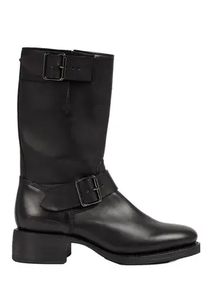 Dsquared2 Logo-debossed Leather Boots - Black