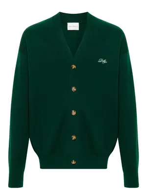 Drole De Monsieur Embroidered-logo Knitted Cardigan - Green