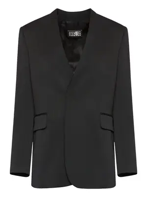 MAISON MARGIELA Collarless Single-breasted Blazer - Black