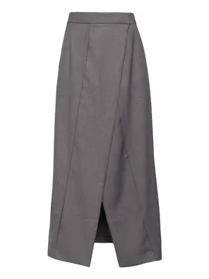 B+AB Front Slit Midi A-line Skirt - Grey