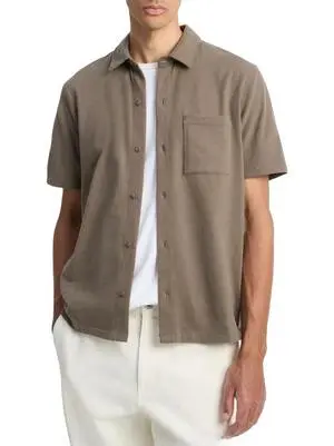 Vince Sueded Jersey Short Sleeve Button-up Shirt - Dome