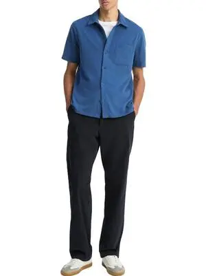 Vince Sueded Jersey Short Sleeve Button-up Shirt High Tide