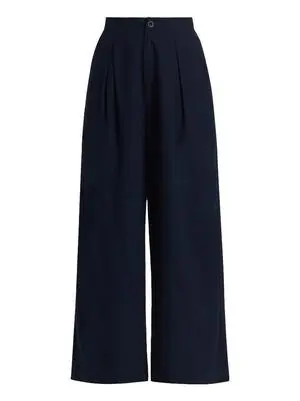 Jenni Kayne Silk Relaxed Cropped Trousers - Navy