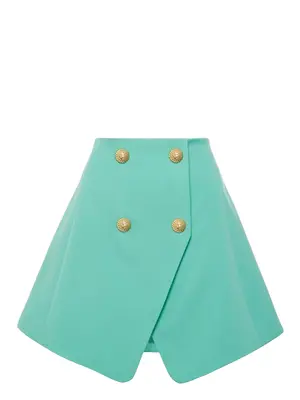 Balmain High-rise Wool Miniskirt - Green