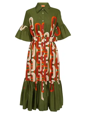 La DoubleJ Choux Printed Cotton Poplin Midi Dress - Multicoloured
