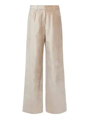 Brunello Cucinelli Cotton-blend Wide-leg Pants - Beige