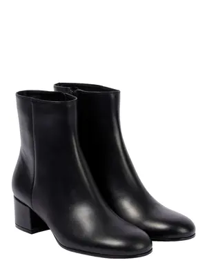 GIANVITO ROSSI 45 Leather Ankle Boots - Black