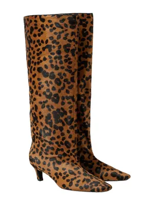 TOTEME Leopard Calf Hair Knee-high Boots - Brown