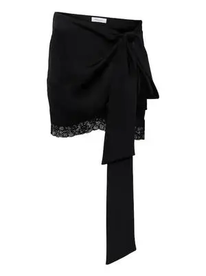 Blumarine Lace-trimmed Draped Miniskirt - Black