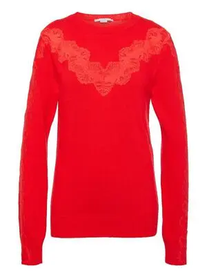 Stella McCartney Lace-trimmed Wool Sweater - Red
