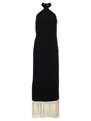 TALLER MARMO Nina Fringed Crêpe Cady Midi Dress - Black