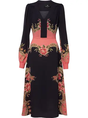 Etro Floral Print Midi Dress - Multicoloured