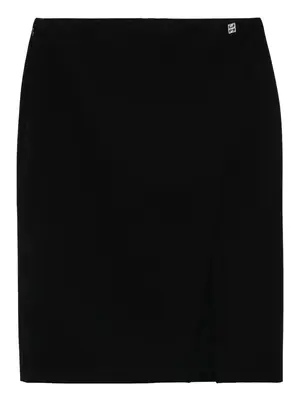 Givenchy 4g Liquid-detail Wool Skirt - Black