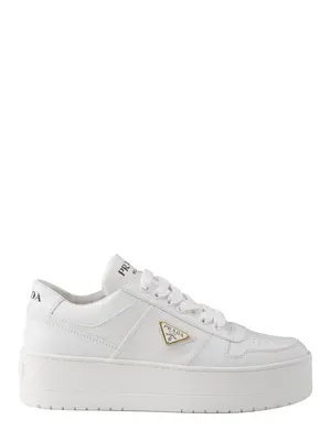 Prada Downtown Bold Leather Sneakers - White