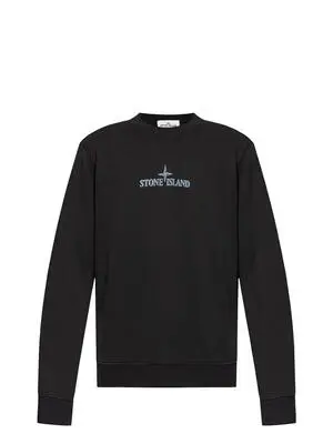 Stone Island Logo-print Cotton Sweatshirt - Black