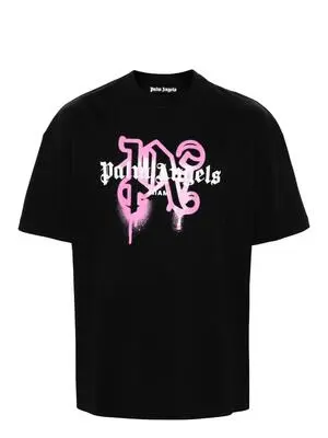 Palm Angels Miami Monogram Spray-print T-shirt - Black