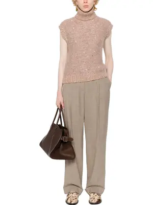 Eleventy Roll-neck Sleeveless Jumper - Neutrals