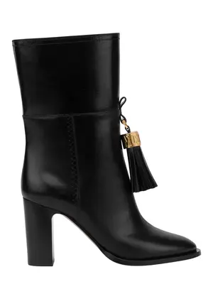 Moschino Tassel-charm Leather Ankle Boots - Black